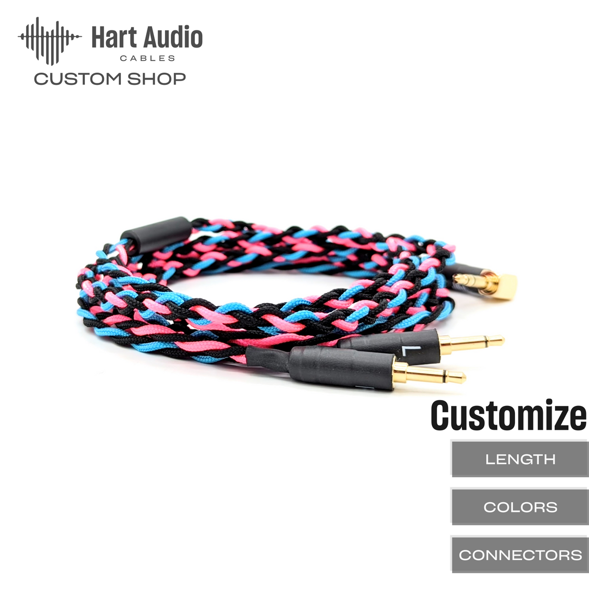 BRA-HC-9-THK: Braided Dual 3.5mm Headphone Cable For Focal Headphones ...