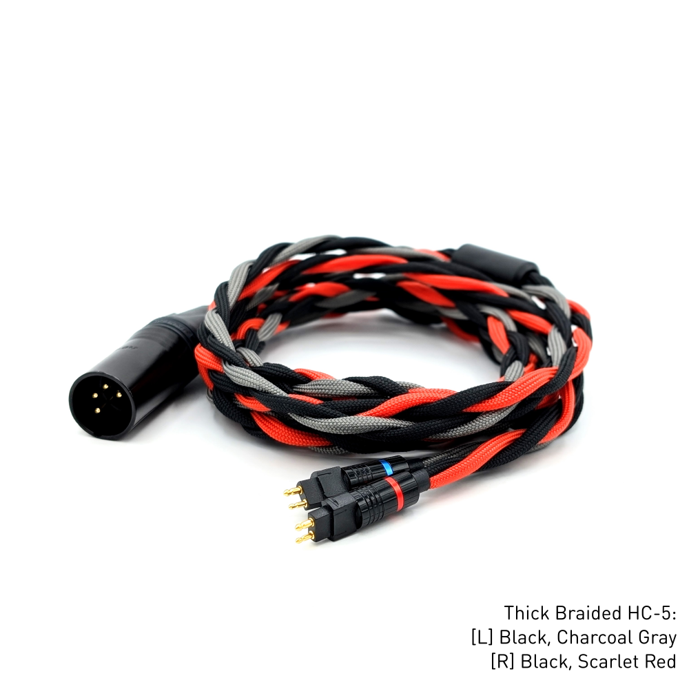 CHBRA-HC-5: Thick Braided Dual Senn 2-pin cable for HD600, 6XX, 58X, 6 ...